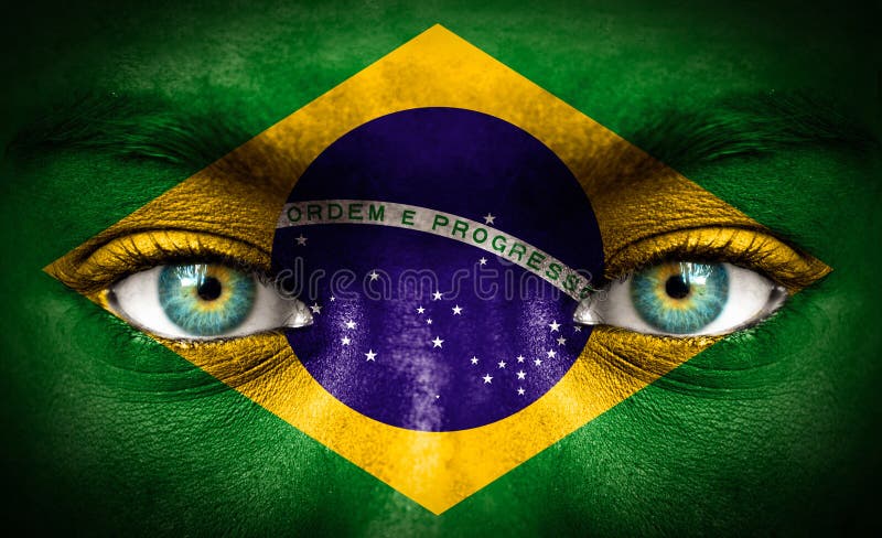 Human Face Painted with Flag of Brazil Stock Illustration ...