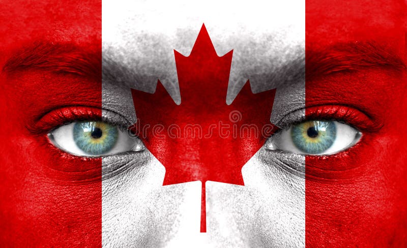 Human Face Painted with Flag of Canada Stock Image - Image of culture ...
