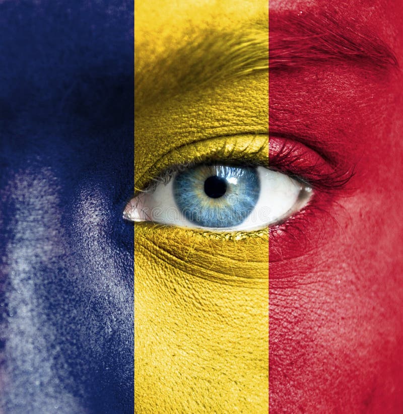 Human Face Painted with Flag of Chad Stock Image - Image of person ...