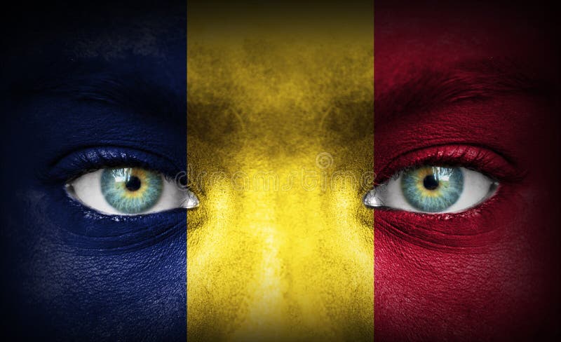 Human Face Painted with Flag of Chad Stock Image - Image of female ...