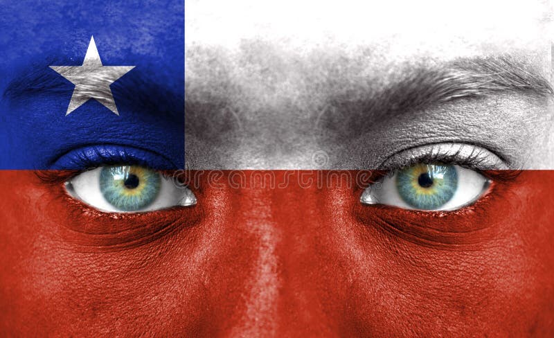 Human Face Painted with Flag of Chile Stock Photo - Image of background ...