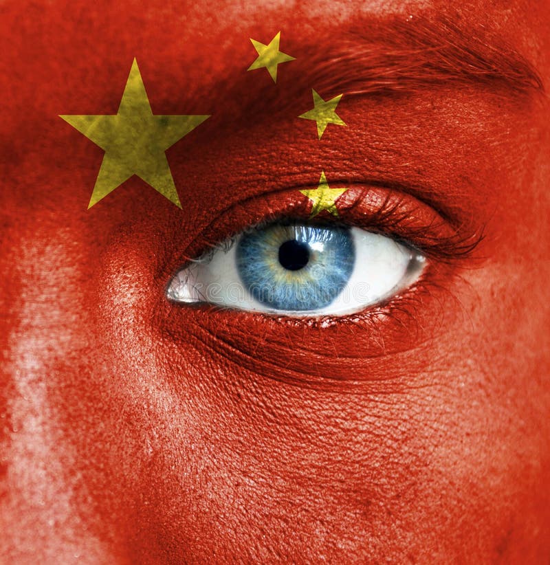 Human Face Painted with Flag of China Stock Photo - Image of culture ...