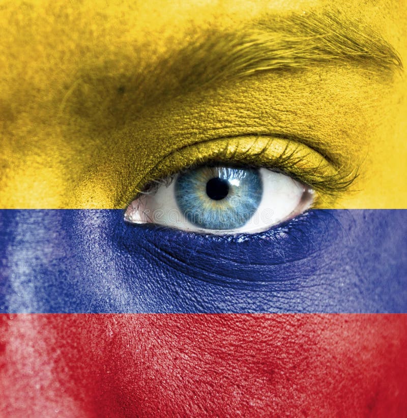 Human Face Painted with Flag of Colombia Stock Image - Image of ...