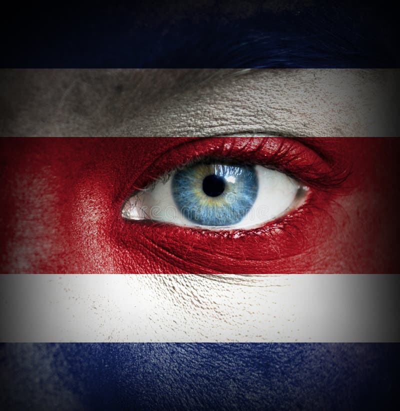 Human Face Painted with Flag of Costa Rica Stock Image - Image of ...