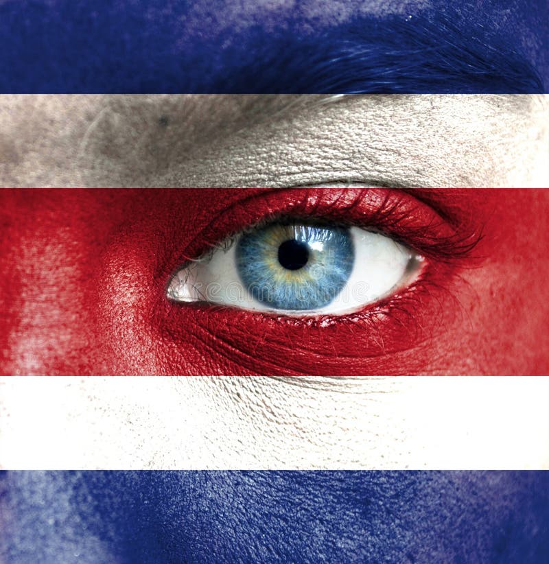 Human Face Painted with Flag of Costa Rica Stock Image - Image of ...
