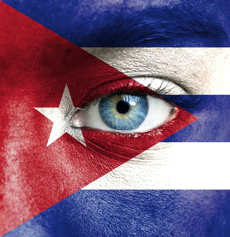 Human Face Painted with Flag of Cuba Stock Image - Image of nation ...