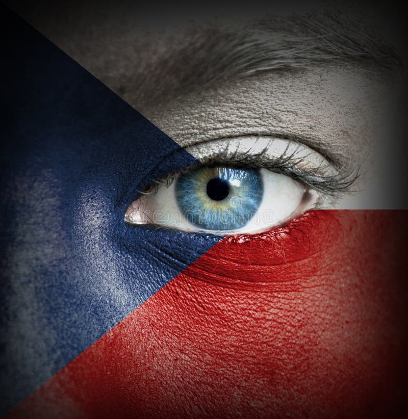 Human Face Painted with Flag of Czech Republic Stock Image - Image of ...