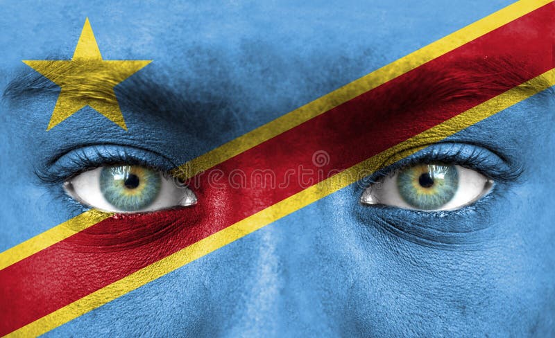 Human Face Painted with Flag of Democratic Republic of Congo Stock ...