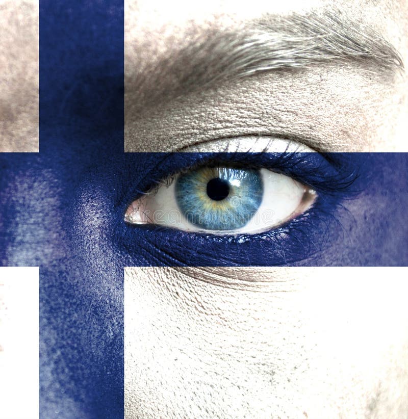 Human Face Painted with Flag of Finland Stock Image - Image of ...