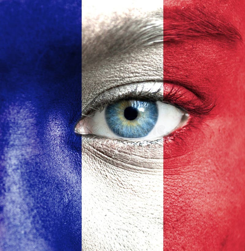 Human Face Painted with Flag of France Stock Photo - Image of freedom ...