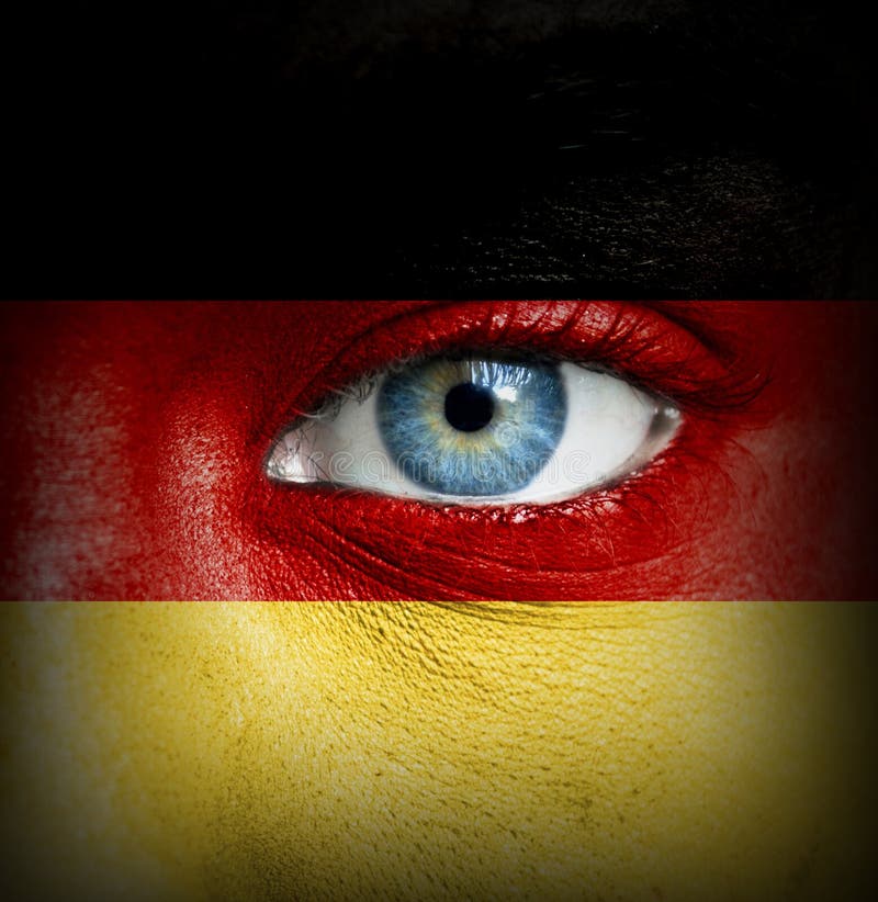 Human Face Painted with Flag of Germany Stock Photo - Image of paint ...