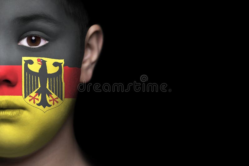 Human Face Painted with Flag of Germany Stock Photo - Image of ...