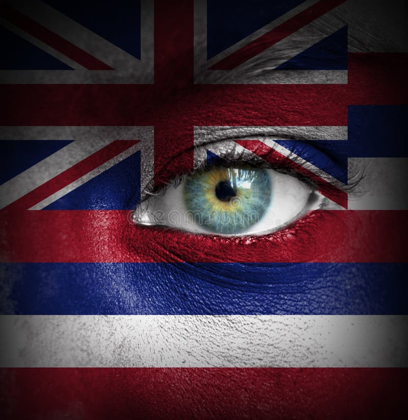 Human Face Painted with Flag of Hawaii Stock Image - Image of black ...
