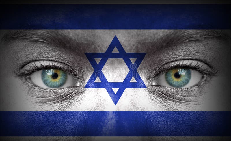 Human Face Painted with Flag of Israel Stock Photo - Image of adult ...