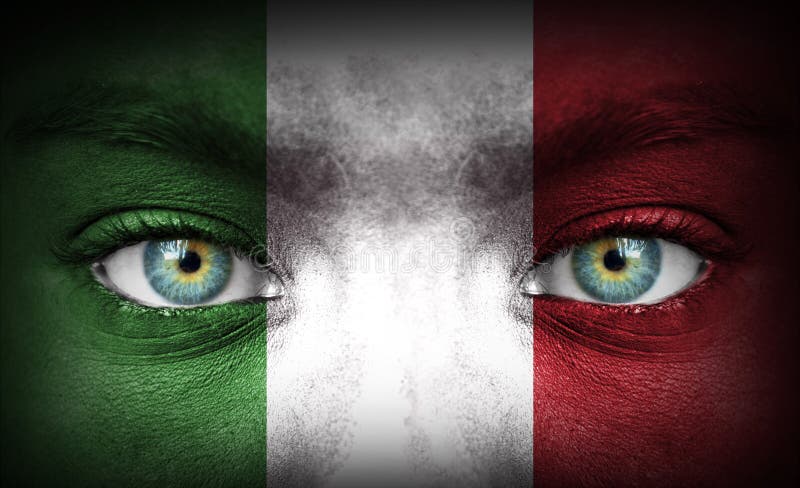 Human Face Painted with Flag of Italy Stock Image - Image of human ...