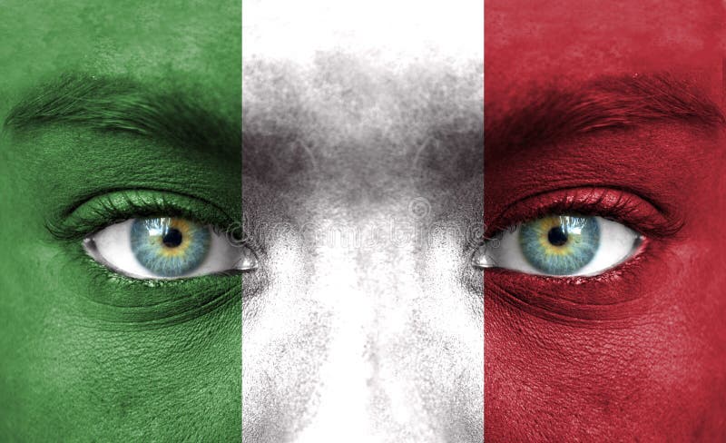 Human Face Painted with Flag of Italy Stock Photo - Image of cheerful ...
