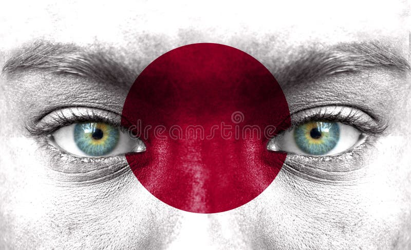 Human Face Painted with Flag of Japan Stock Photo - Image of national ...