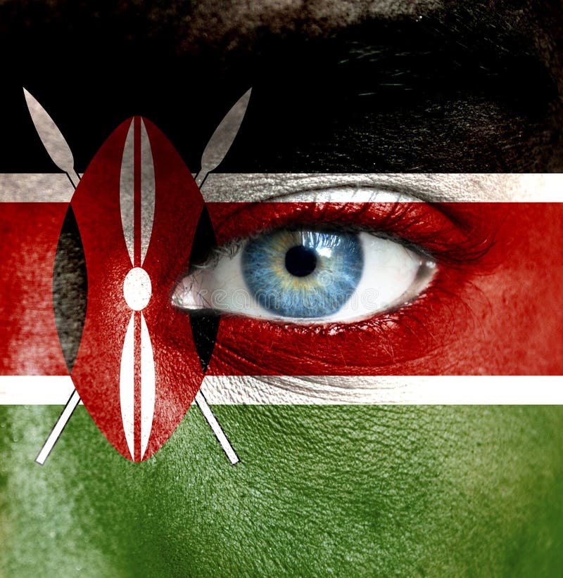 Human Face Painted with Flag of Kenya Stock Image - Image of beautiful ...