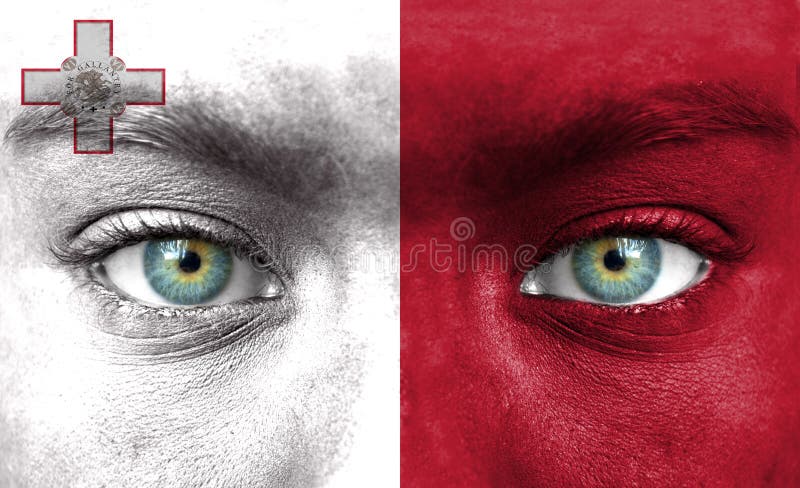 Human Face Painted with Flag of Malta Stock Image - Image of patriotic ...