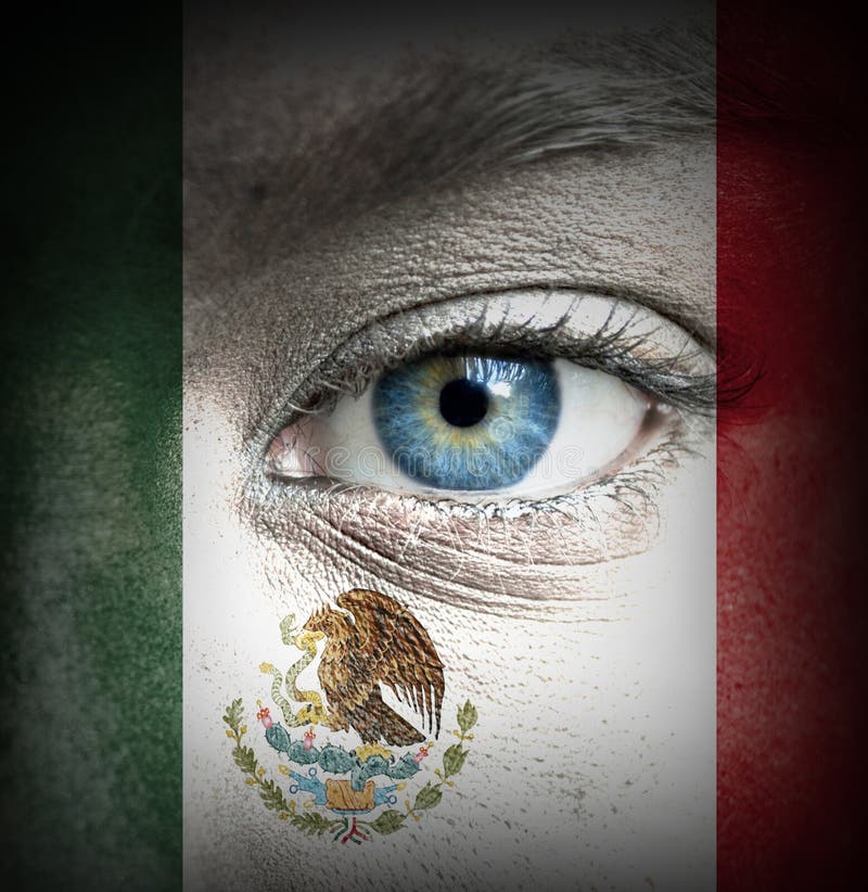 Human Face Painted with Flag of Mexico Stock Image - Image of ...