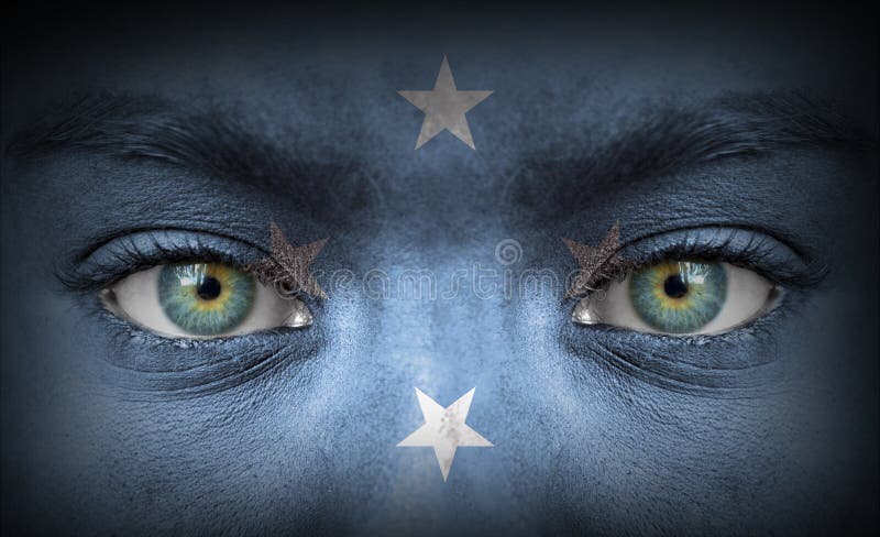 Human Face Painted with Flag of Micronesia Stock Image - Image of ...