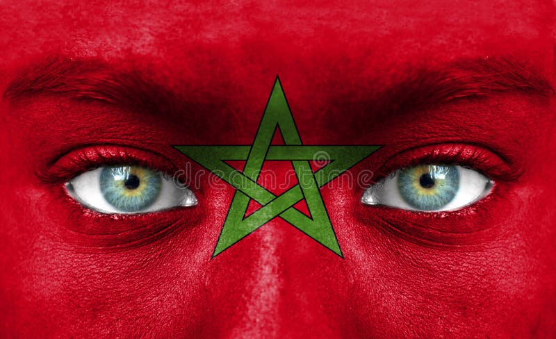 Human Face Painted with Flag of Morocco Stock Image - Image of ...