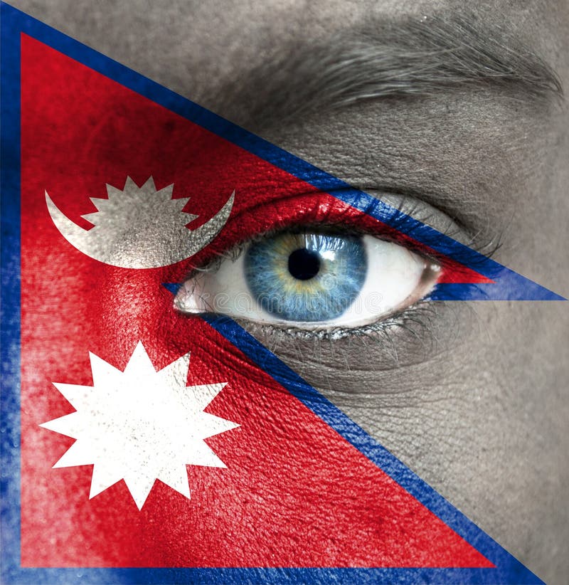 Human Face Painted with Flag of Nepal Stock Photo - Image of adult ...