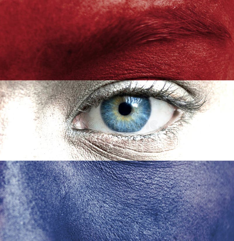 Human Face Painted with Flag of Netherlands Stock Image - Image of ...