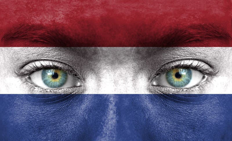 Human Face Painted with Flag of Netherlands Stock Image - Image of ...