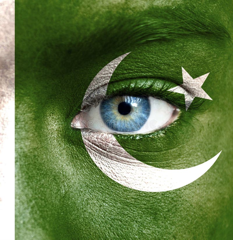 Human Face Painted with Flag of Pakistan Stock Photo - Image of flag ...