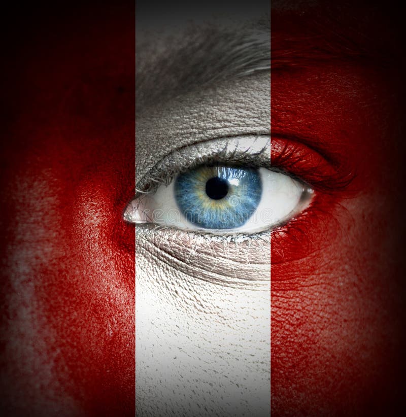 Human Face Painted with Flag of Peru Stock Photo - Image of patriot ...