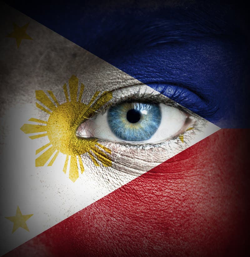 Human Face Painted with Flag of Philippines Stock Image - Image of ...
