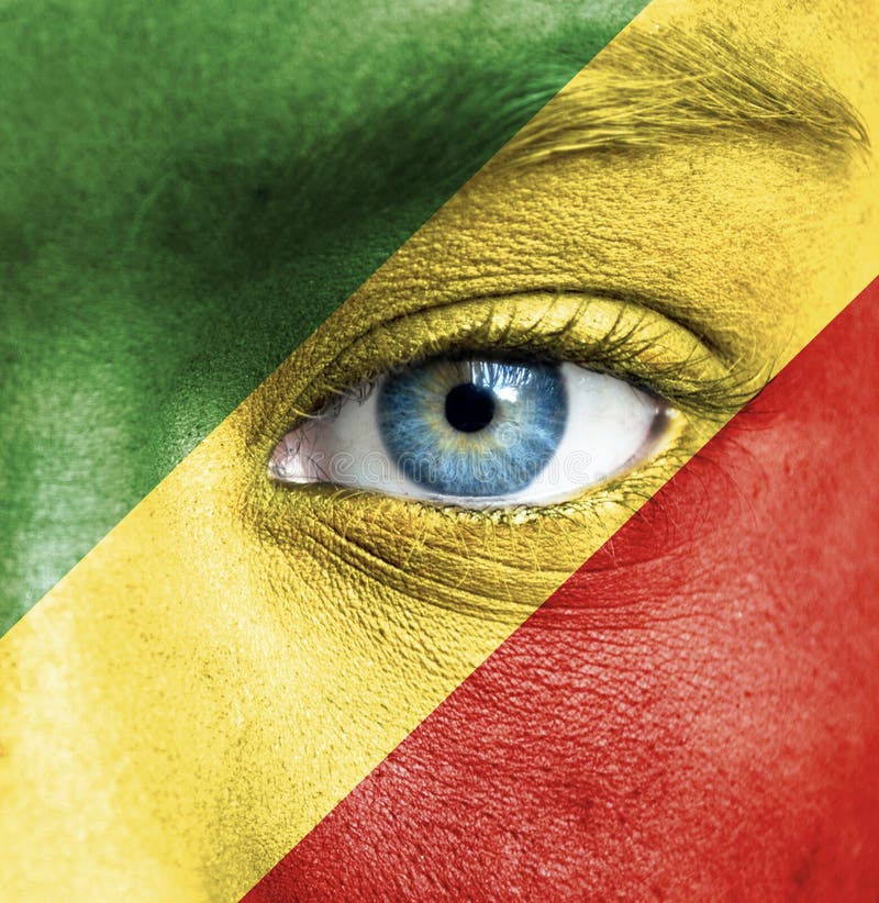 Human Face Painted with Flag of Republic of the Congo Stock Photo ...