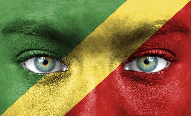 Human Face Painted with Flag of Republic of the Congo Stock Photo ...