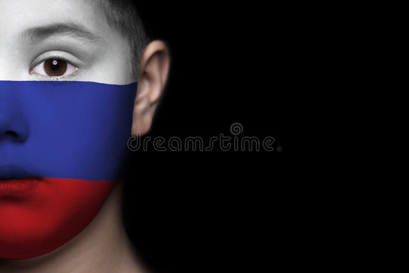 Human Face Painted with Flag of Russia Stock Photo - Image of country ...