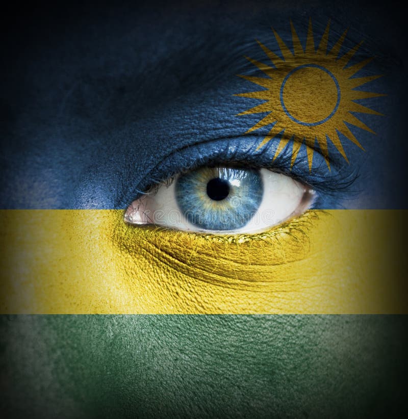 Human Face Painted with Flag of Rwanda Stock Photo - Image of political ...