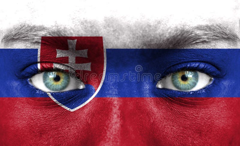 Human Face Painted with Flag of Slovakia Stock Image - Image of ...