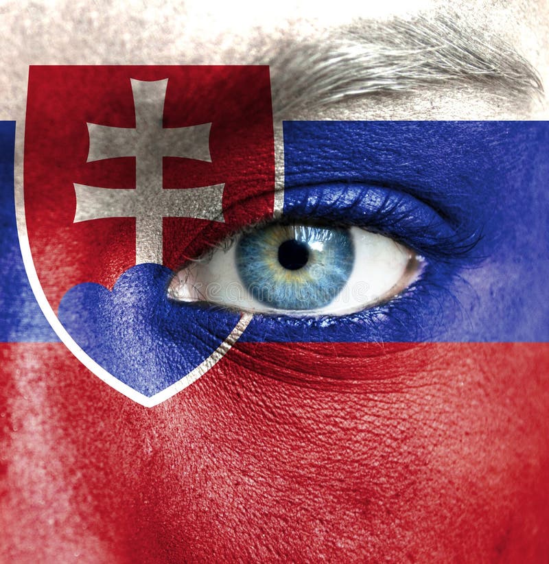 Human Face Painted with Flag of Slovakia Stock Image - Image of casual ...