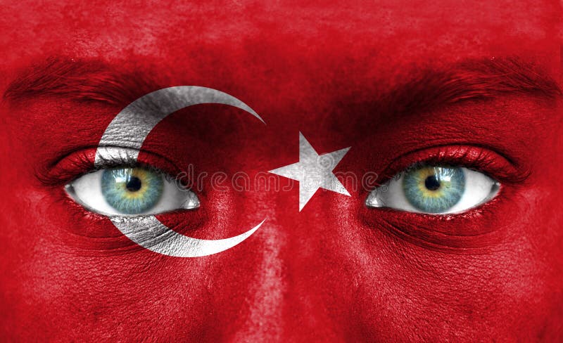 Human Face Painted with Flag of Turkey Stock Image - Image of patriotic ...