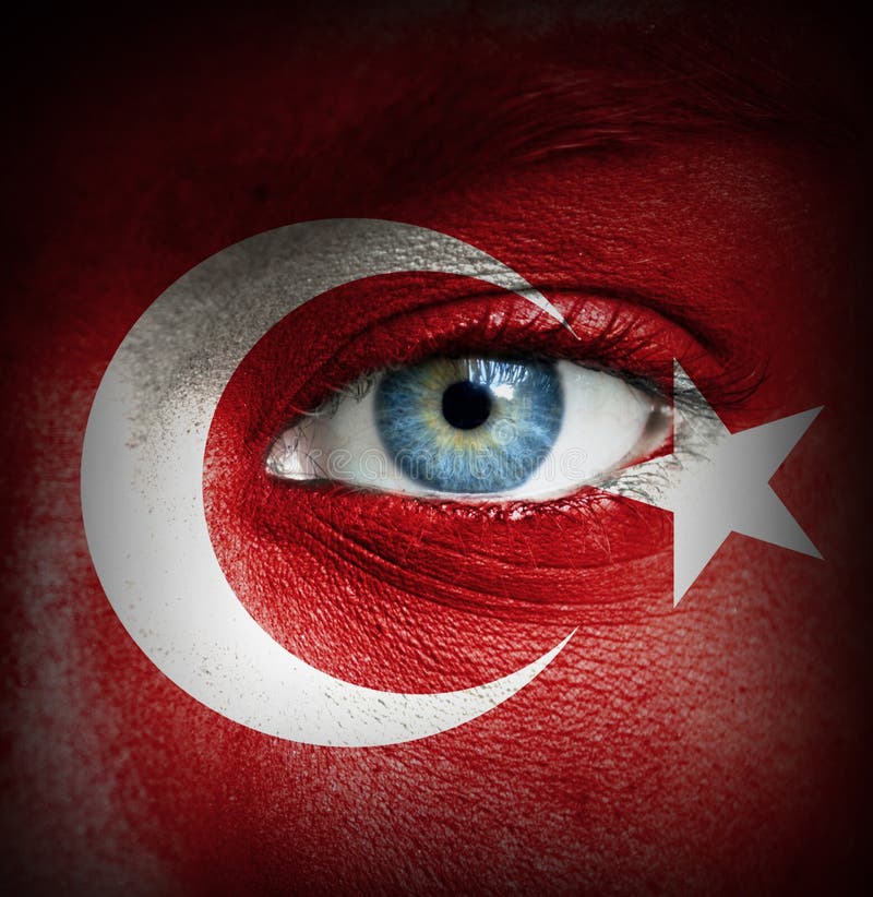 Human Face Painted with Flag of Turkey Stock Image - Image of people ...