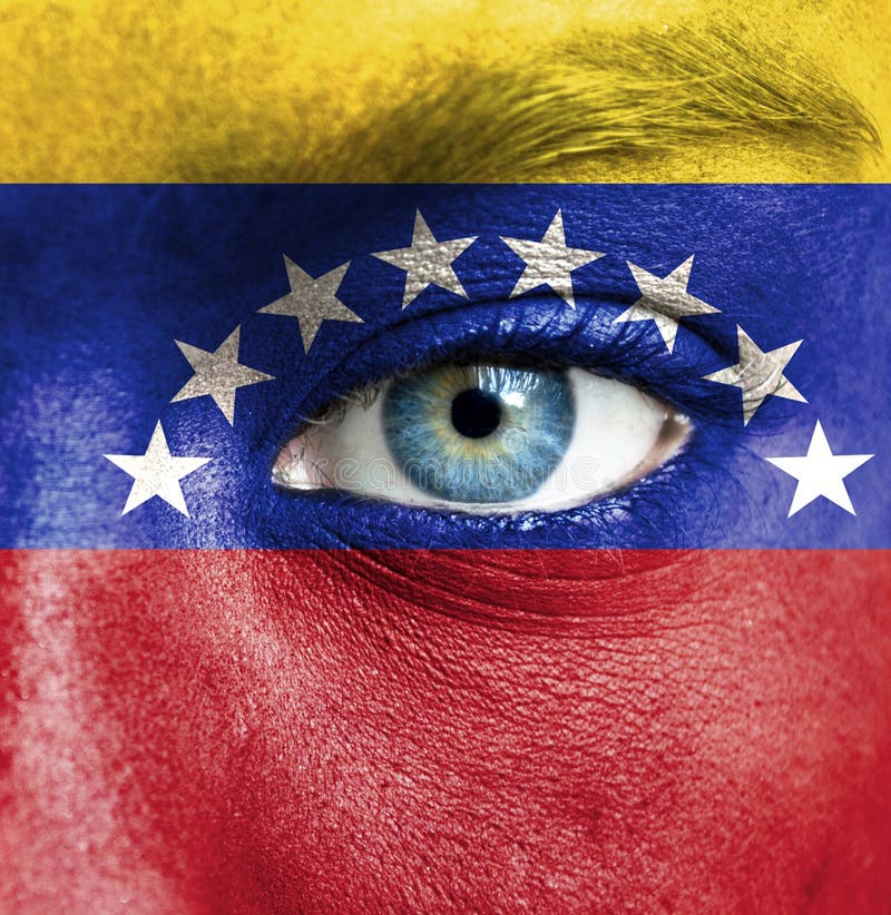 Human Face Painted with Flag of Venezuela Stock Photo - Image of ...