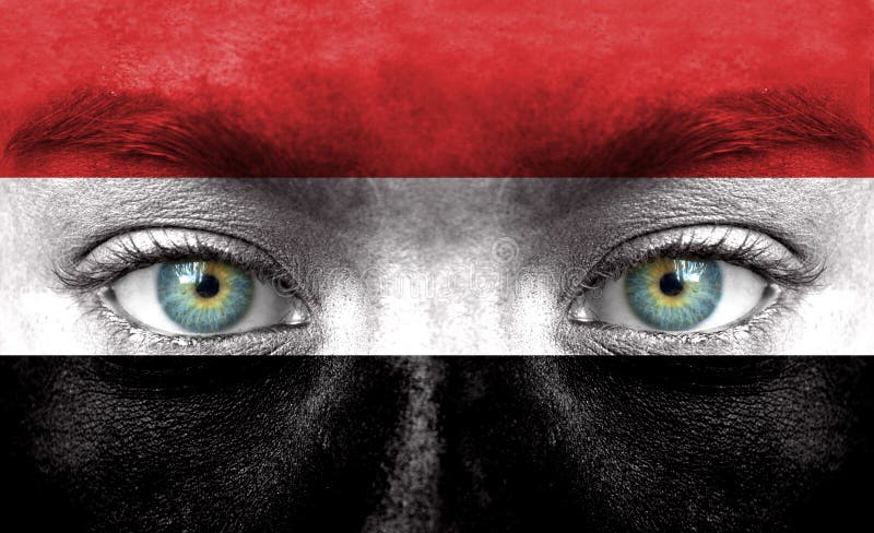 Human Face Painted with Flag of Yemen Stock Image - Image of culture ...