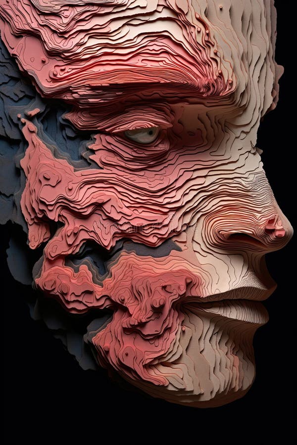 Human Face Portrait in Style of Topographical Map. Ai Generative Stock ...