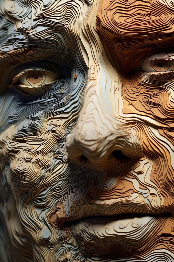 Human Face Portrait in Style of Topographical Map. Ai Generative Stock ...