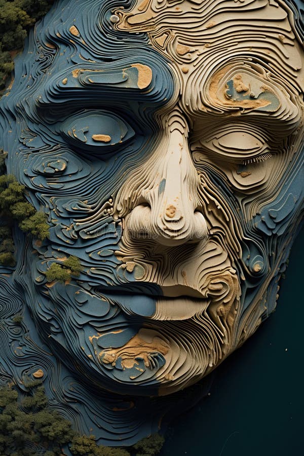 Human Face Portrait in Style of Topographical Map. Ai Generative Stock ...