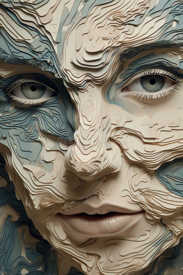 Human Face Portrait in Style of Topographical Map. Ai Generative Stock ...