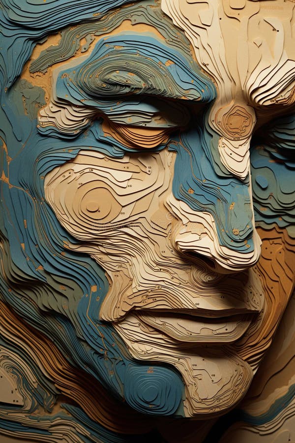 Human Face Portrait in Style of Topographical Map. Ai Generative Stock ...