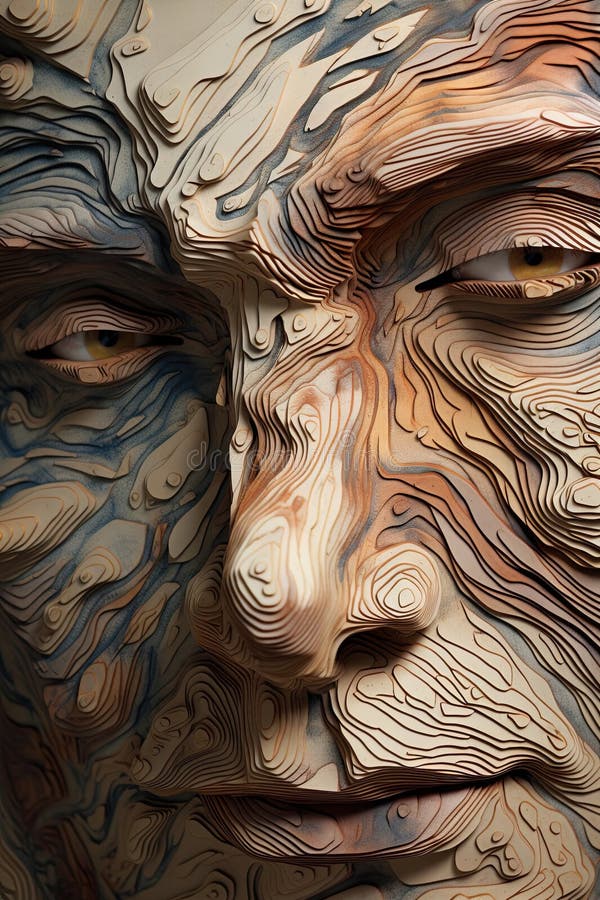 Human Face Portrait in Style of Topographical Map. Ai Generative Stock ...