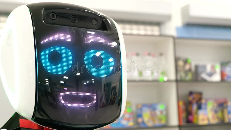 Modern Robotic Technologies. the Robot Looks at the Camera at the ...