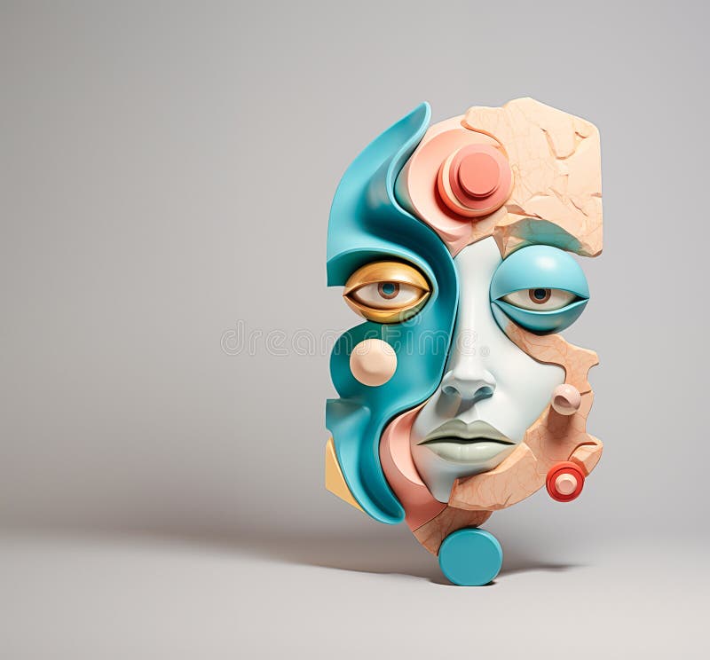 Human Face Sculpture Constructed Form Various Stone Pieces. Stock ...